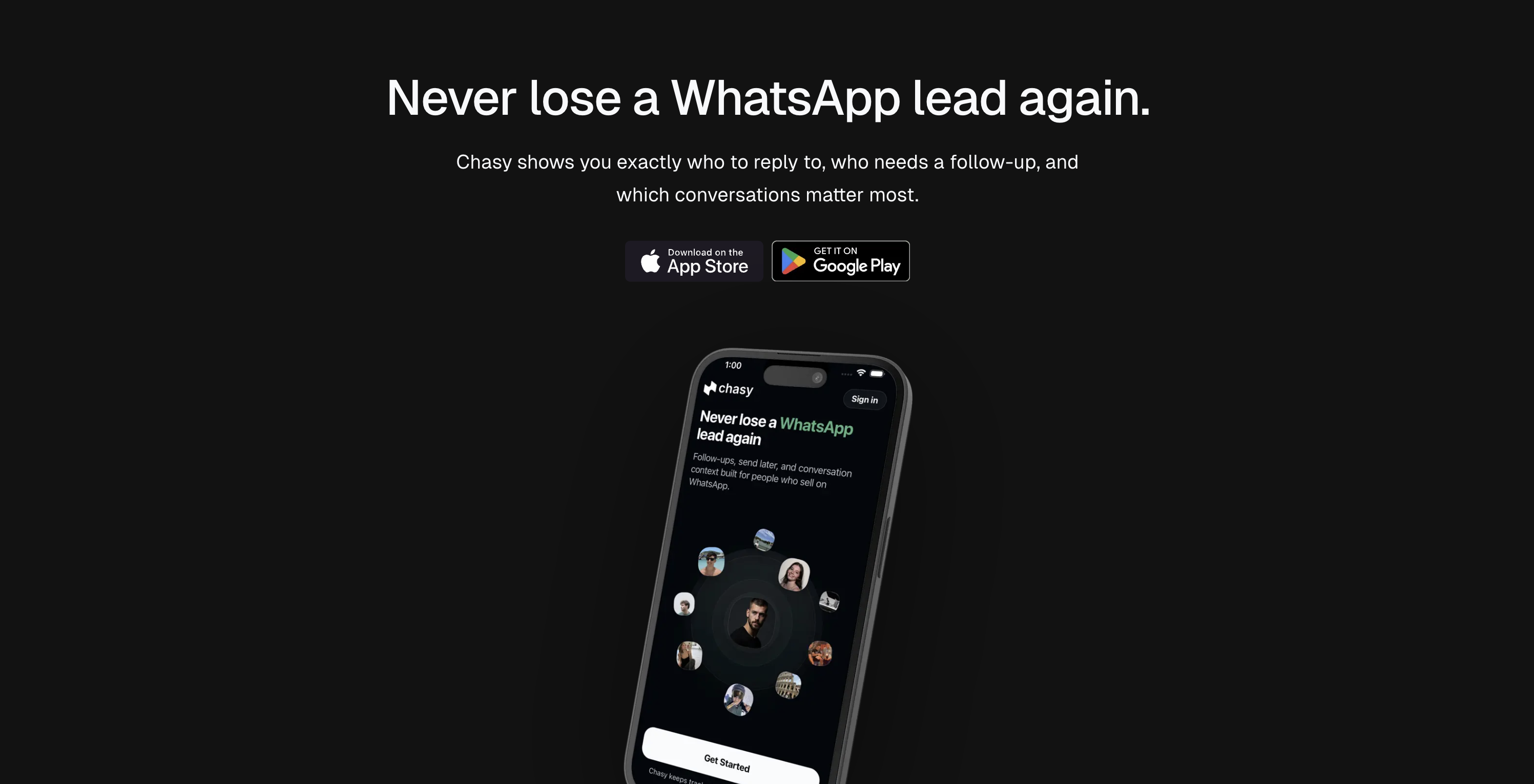 Chasy | App de seguimiento por WhatsApp para ventas y equipos